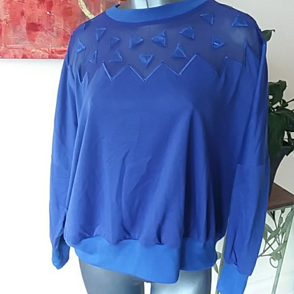 Rehab | Tops | Retro Royal Blue Triangle Patches On Mesh | Poshmark